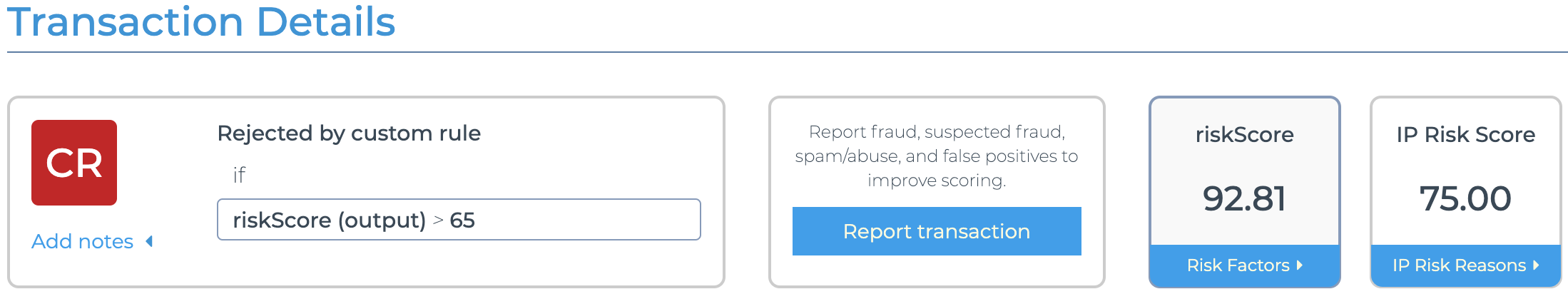 IP risk score and snapshot